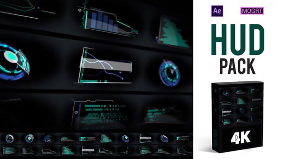 پروژه افترافکت مجموعه اجزای صفحه نمایش پیشرفته HUD Pack - افکت ۲۴